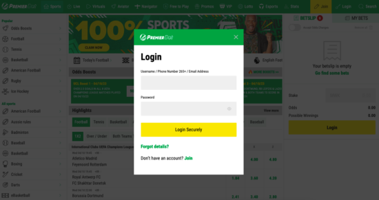 Premier Bet Moçambique Login